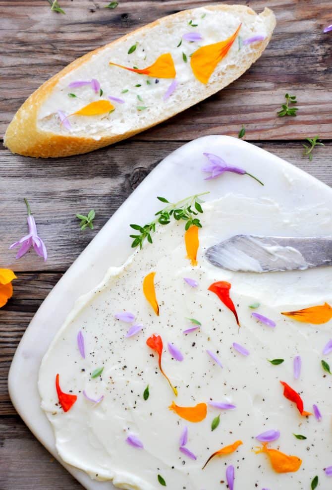 Flower Butter Board with California Edible Flowers - California Grown