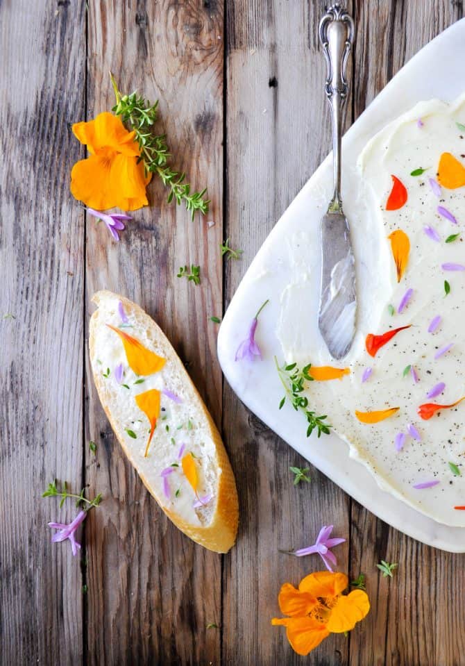 Flower Butter Board with California Edible Flowers - California Grown