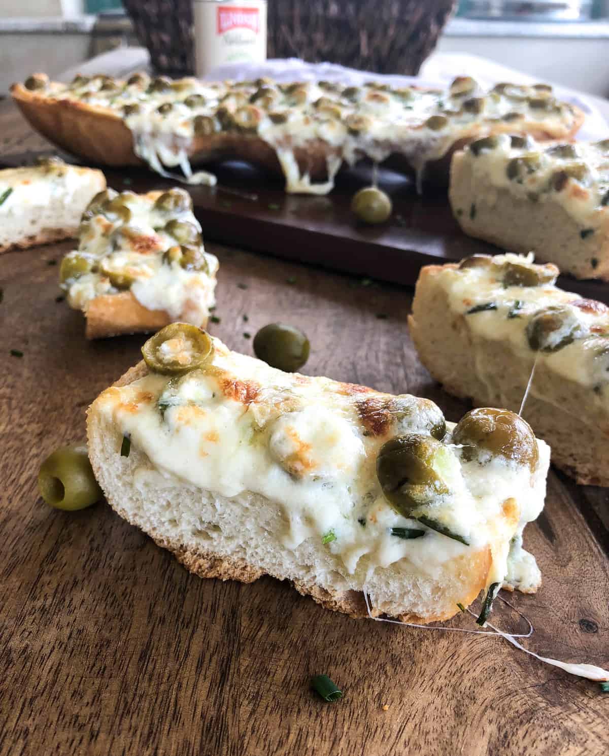 Green Olive Garlic Cheese Bread - California Grown