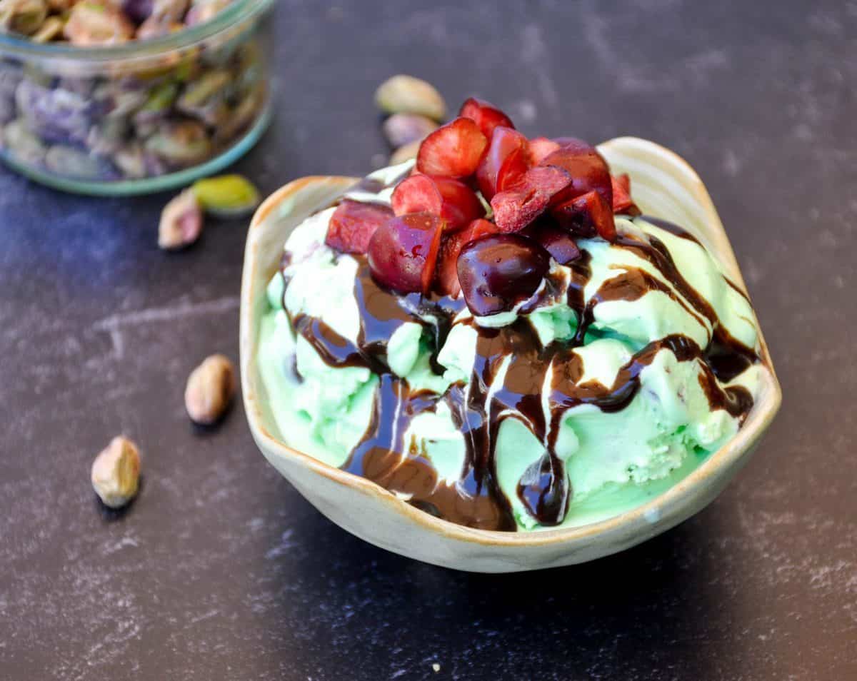 Deconstructed California Spumoni Ice Cream with Fresh Cherries ...