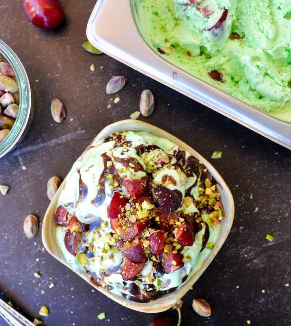 Deconstructed California Spumoni Ice Cream with Fresh Cherries ...