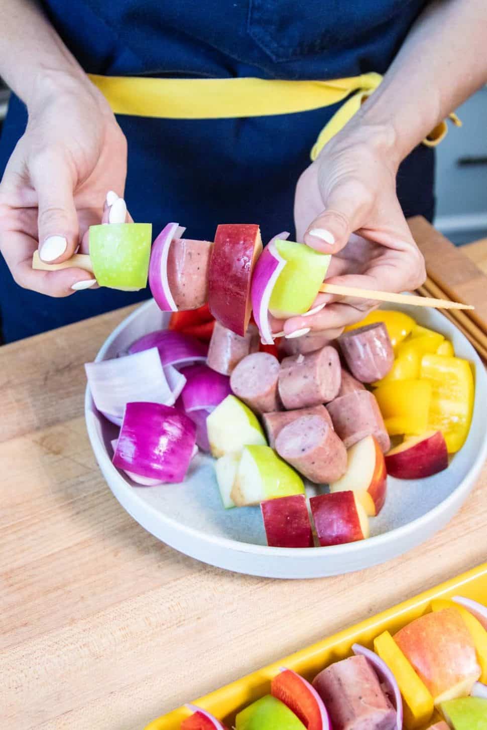 An Easy Recipe for Skewers with Apples & Onion - California Grown