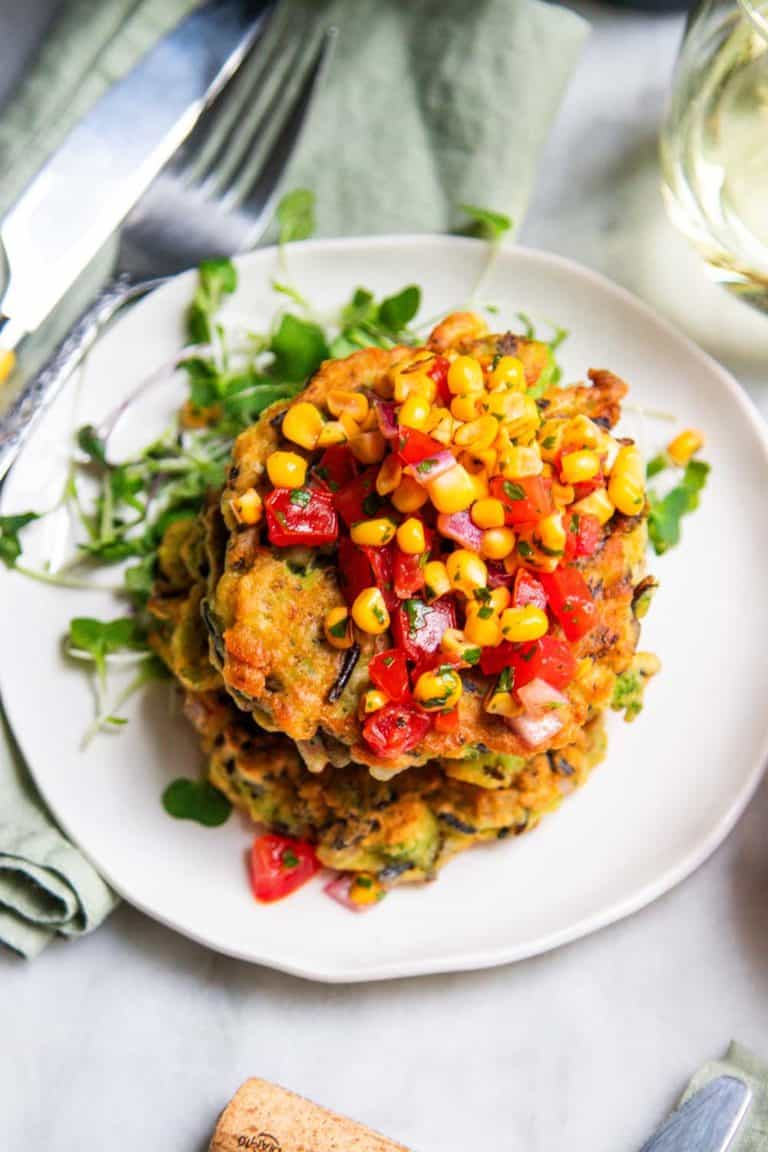Veggie Loaded Wild Rice Cakes + Sweet Corn Tomato Relish - California Grown