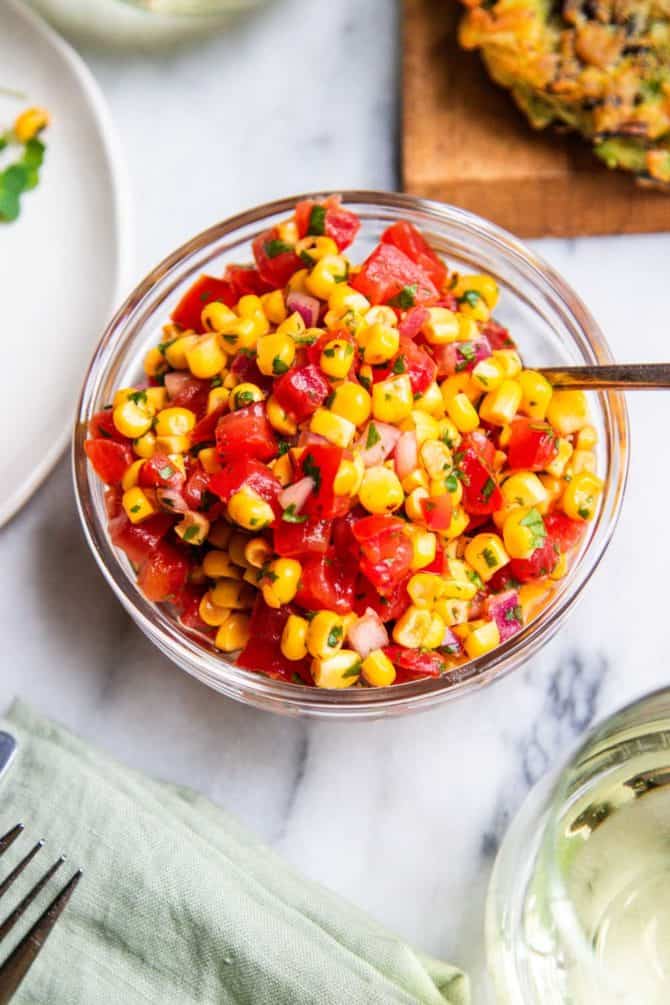 Veggie Loaded Wild Rice Cakes + Sweet Corn Tomato Relish - California Grown