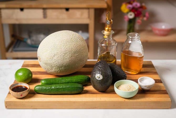 A Stunning Avocado Cucumber Melon Salad - California Grown
