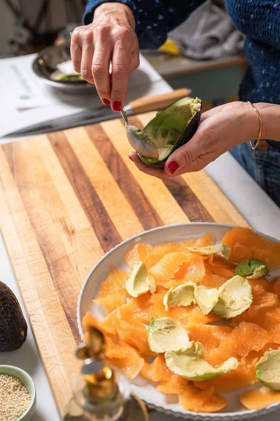 A Stunning Avocado Cucumber Melon Salad - California Grown
