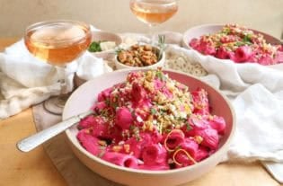 A Creamy Pink Pasta with Beets and Walnuts - California Grown